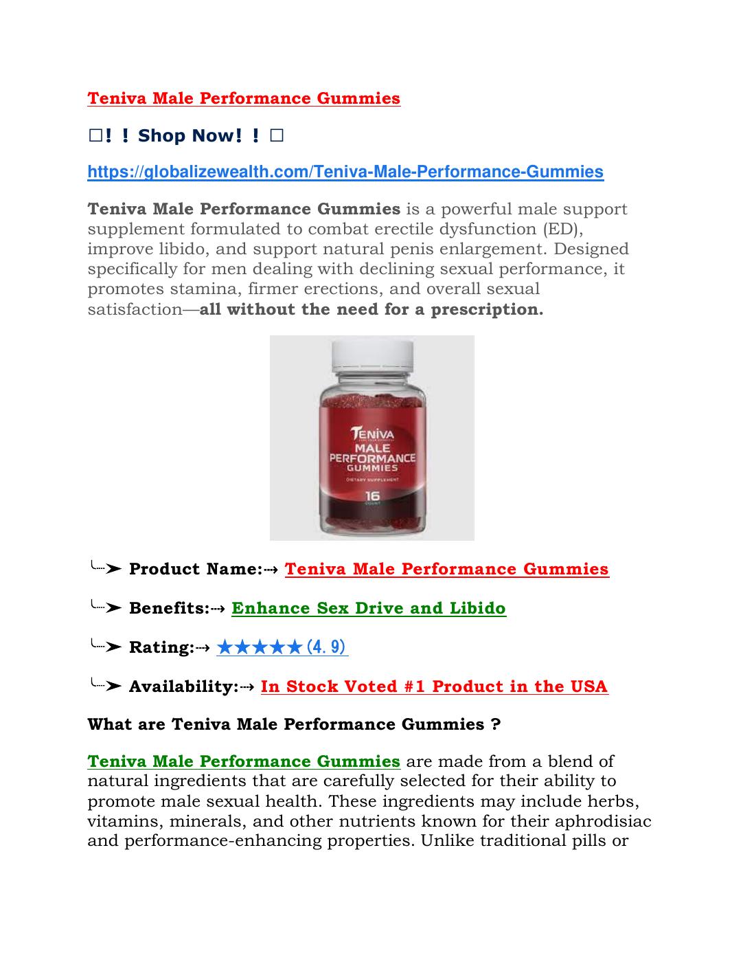 Teniva Male Performance Gummies : Natural Safe And Effective!! | PDF to ...