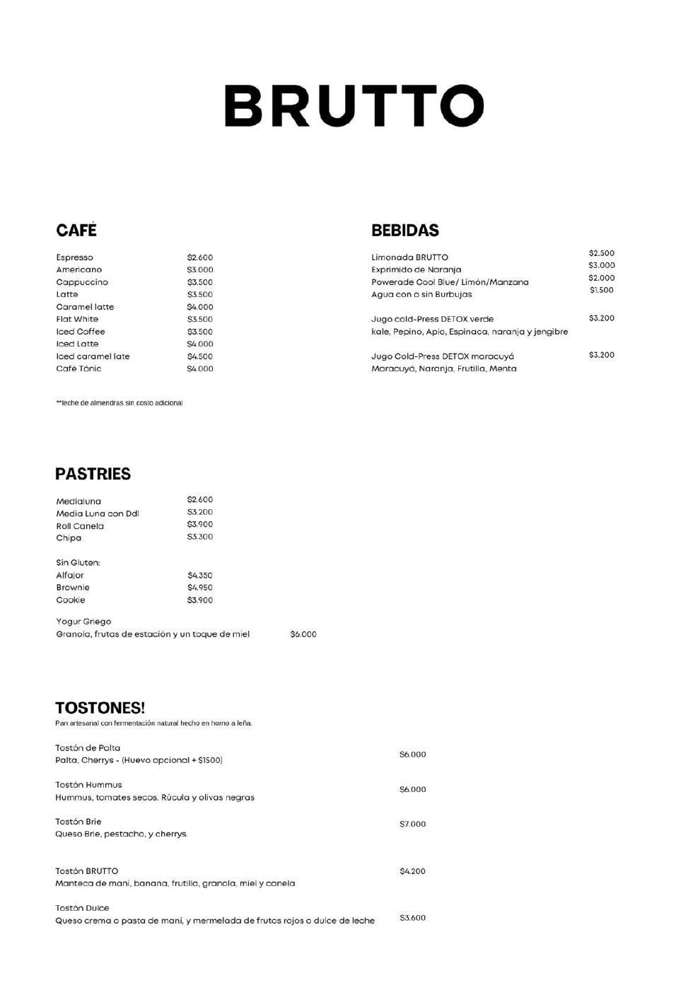 Menú BRUTTO | PDF to Flipbook