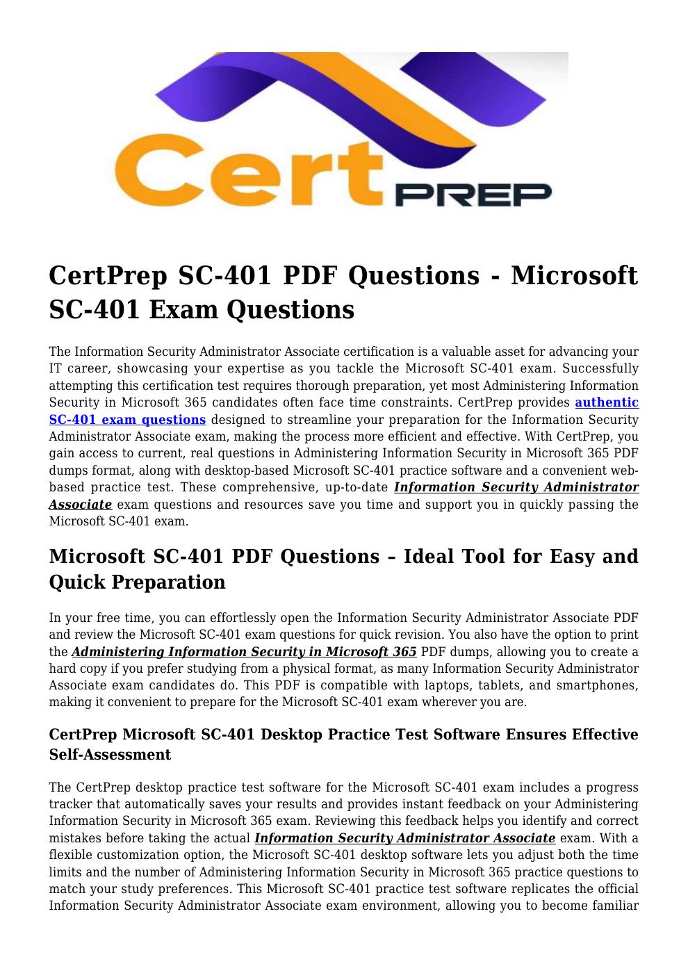 Microsoft SC-401 Exam Questions [2025] - Reduce Your Chances Of Failure ...
