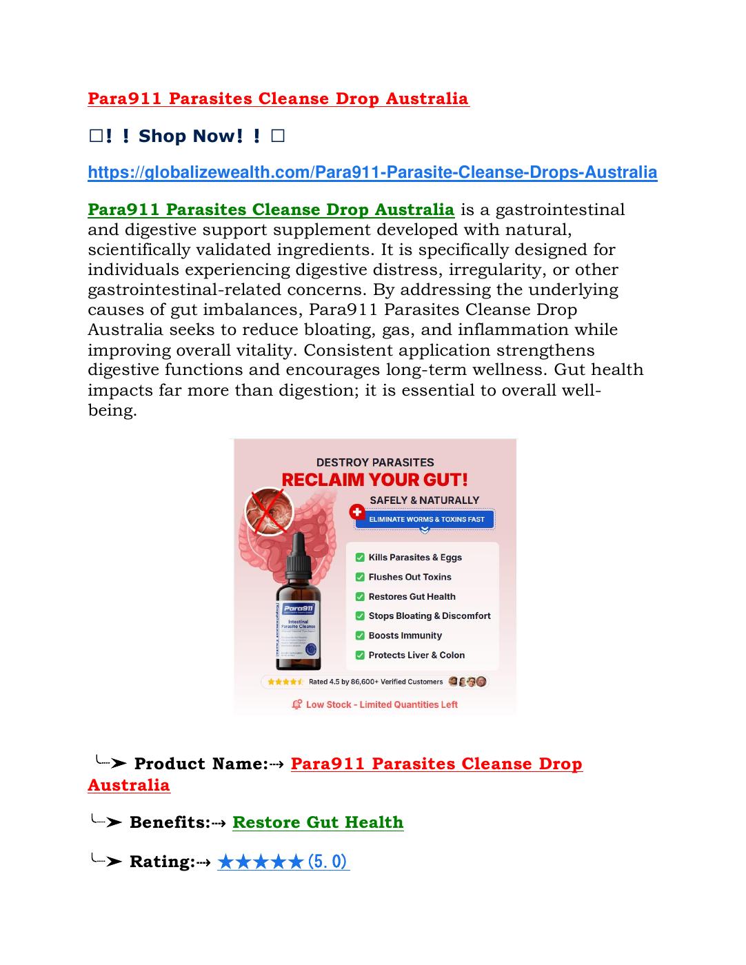Para911 Parasites Cleanse Drop Australia Reviews : Natural Safe And ...