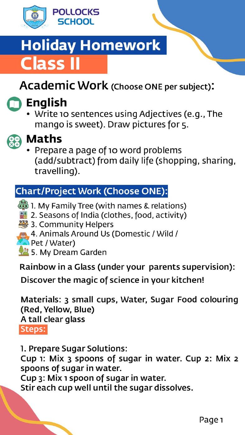 Holiday Homework Class II | PDF to Flipbook
