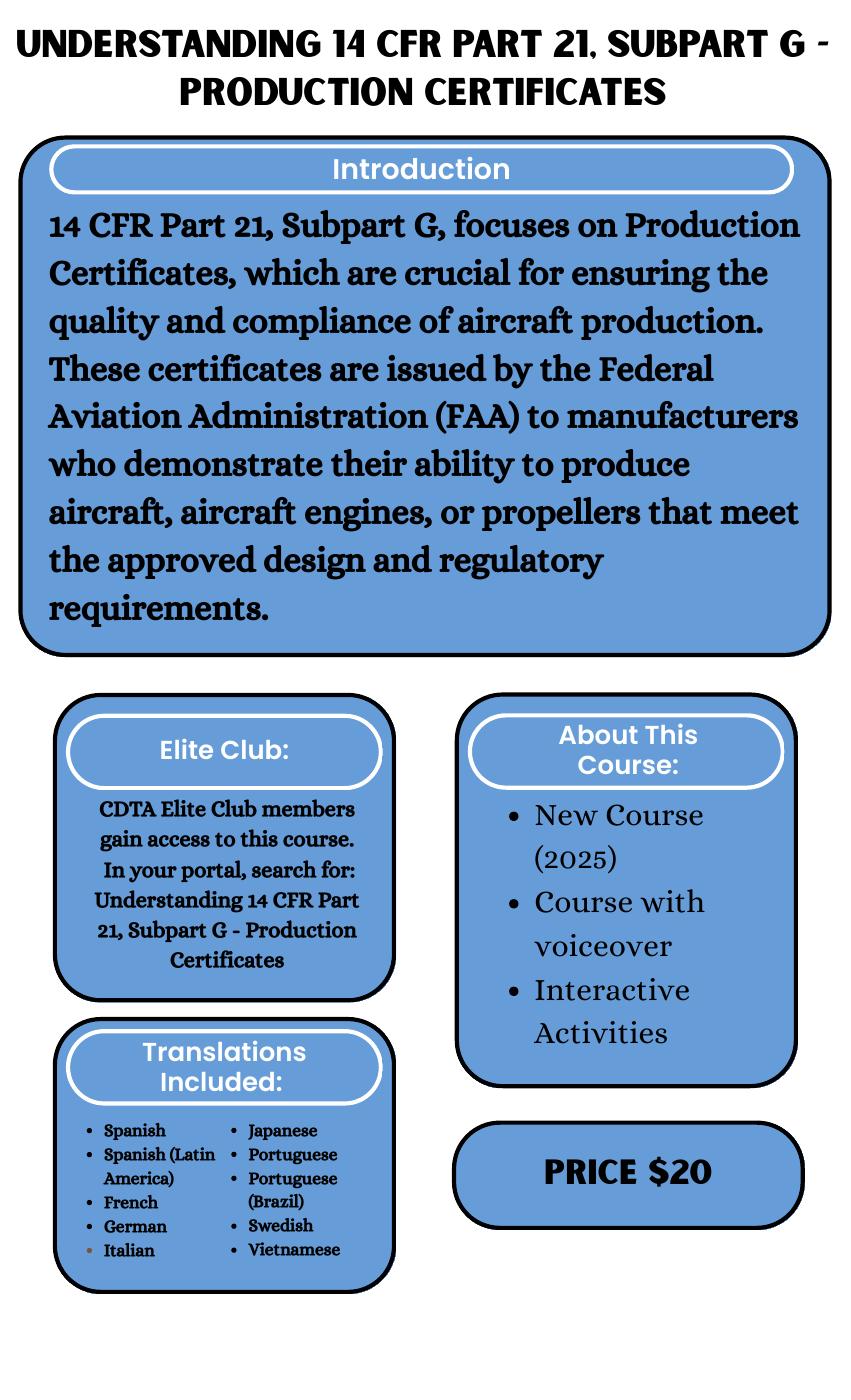 Understanding 14 CFR Part 21, Subpart G - Production Certificates | PDF ...