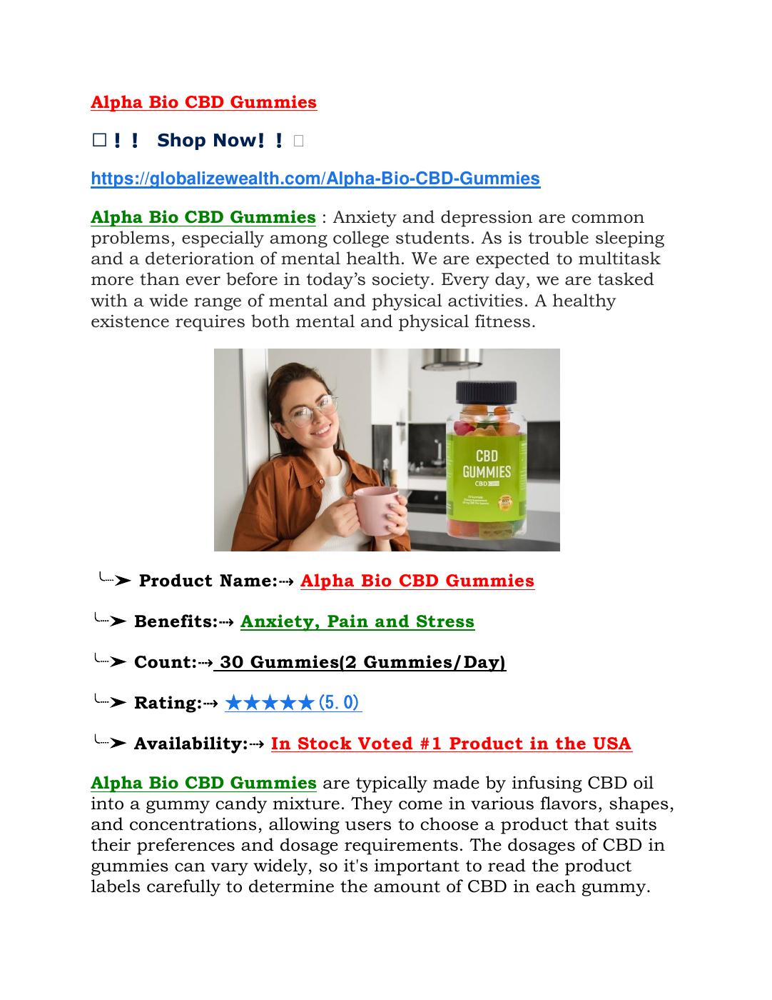 Alpha Bio CBD Gummies Relieves Chronic Pain, Reduces Anxiety & Stress ...