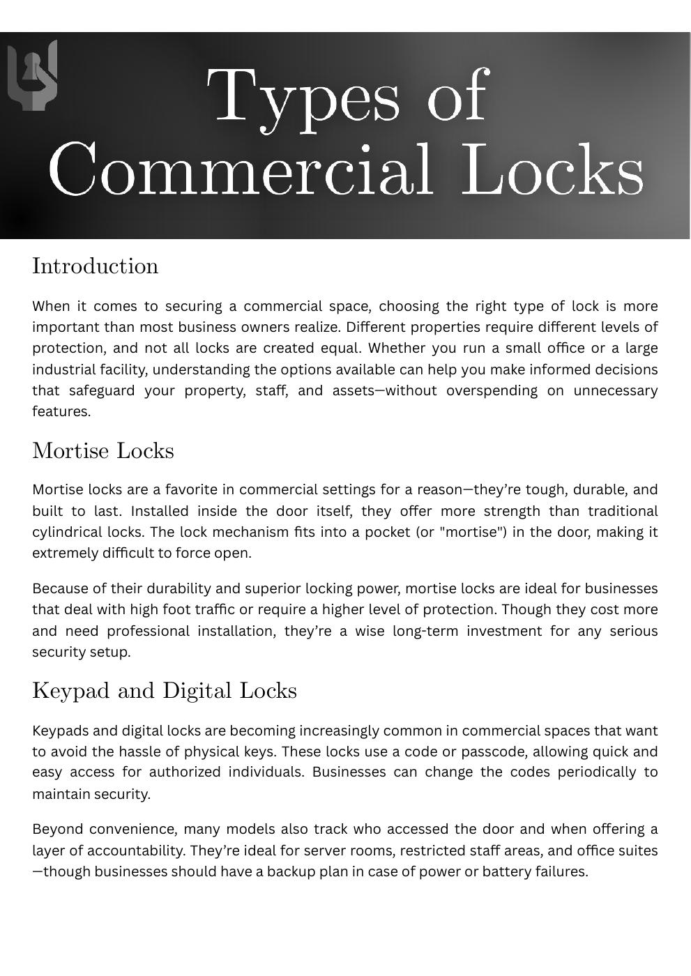 Types of Commercial Locks | PDF to Flipbook