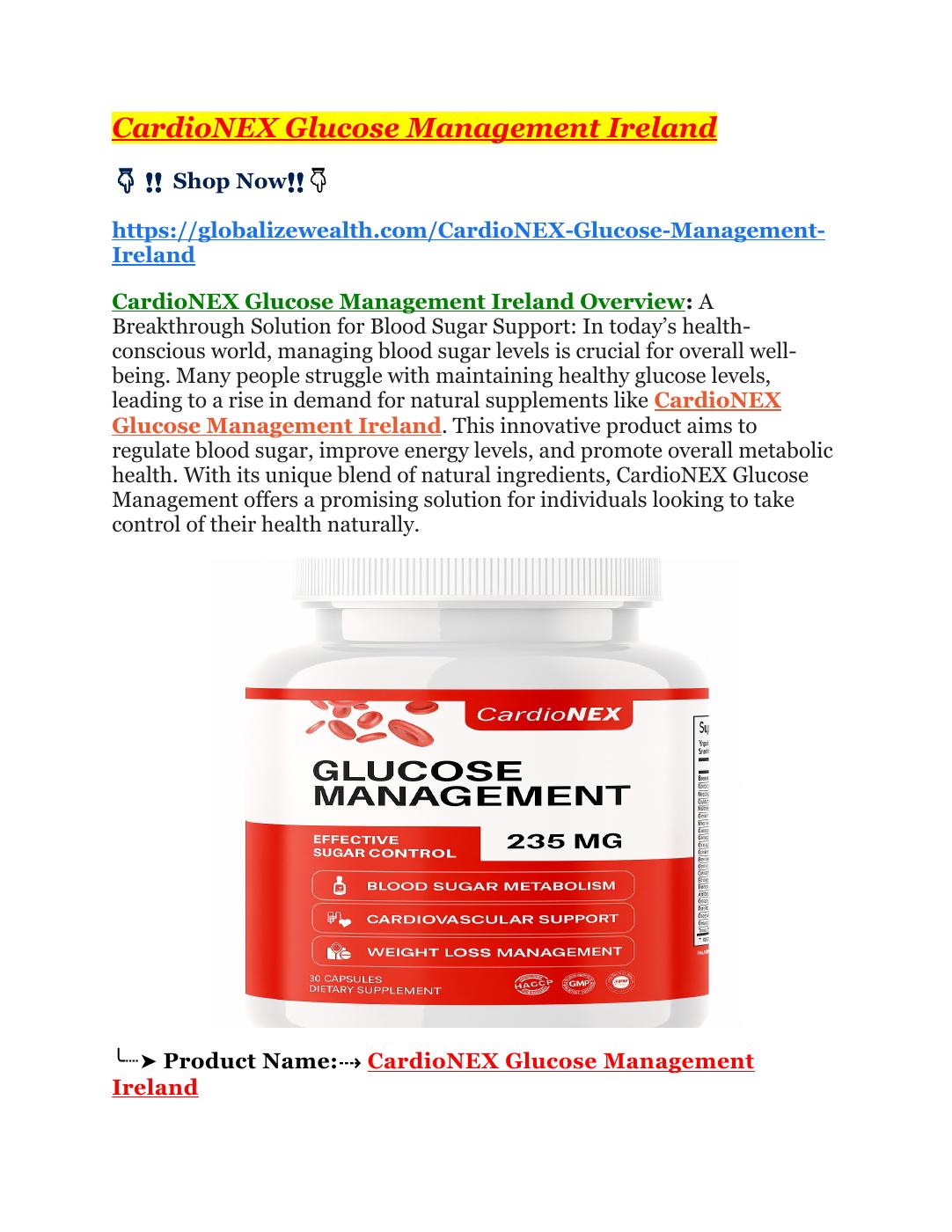 CardioNEX Glucose Management Ireland EXCLUSIVE OFFER | PDF to Flipbook