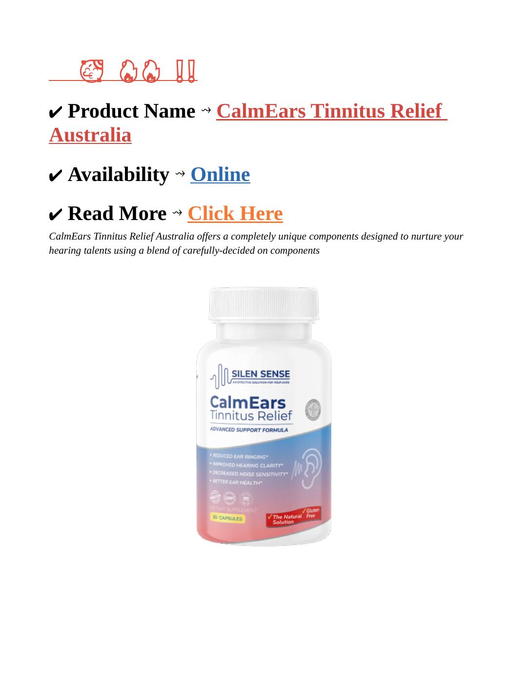 CalmEars Tinnitus Relief Australia OFFICIAL SITE - 100% All Natural ...