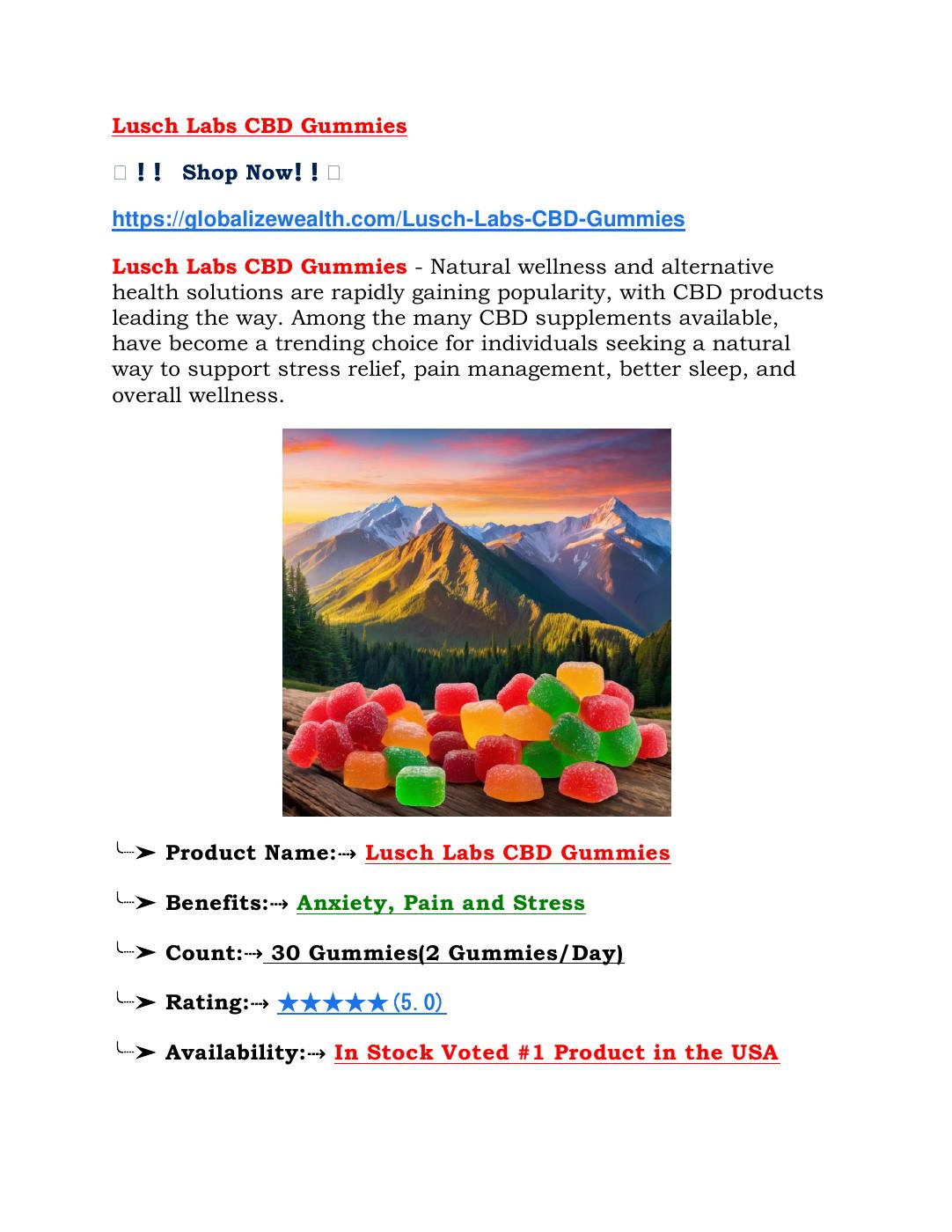 Lusch Labs CBD Gummies Relieves Chronic Pain, Reduces Anxiety & Stress ...