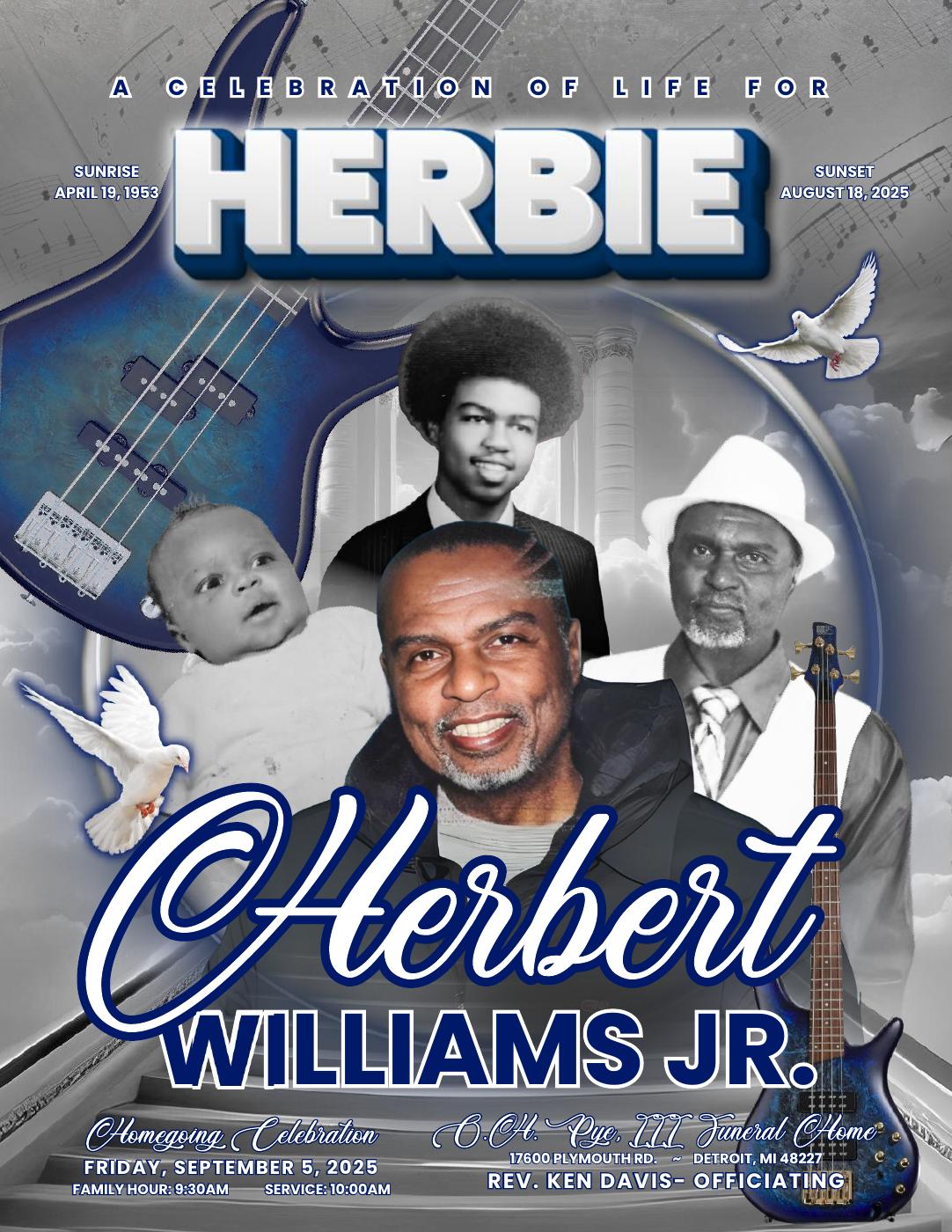 Herbert Williams Jr. Funeral Program