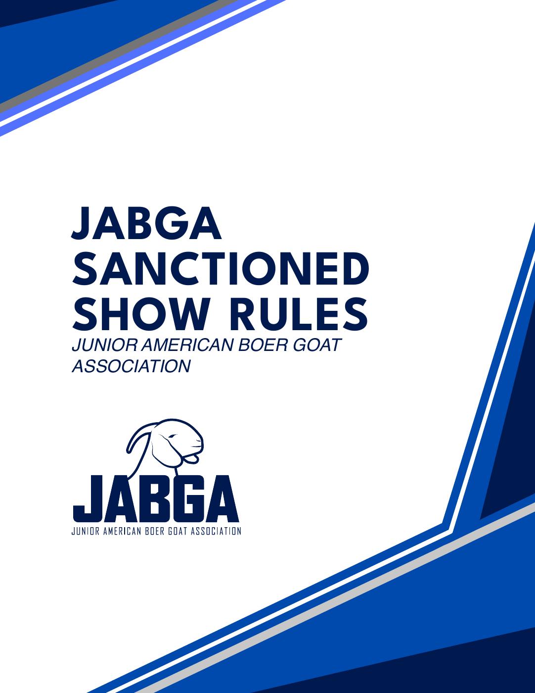 JABGA Sanctioned Show Rules