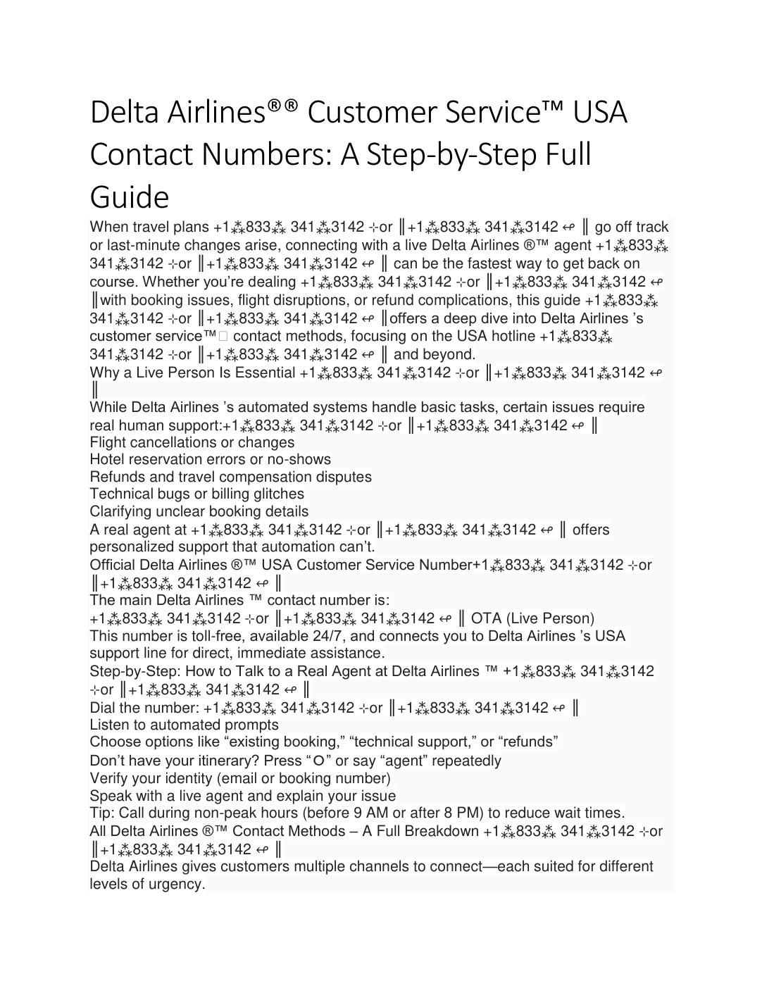 List of Delta Airlines™ Customer Support® USA Official Contact Numbers ...
