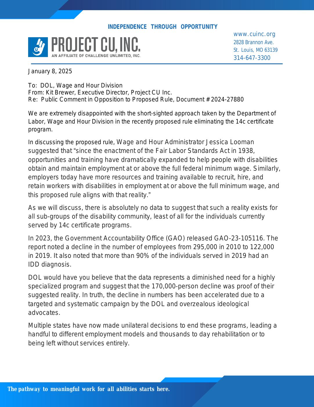 Letters to Department of Labor Regarding the Final Rule | PDF to Flipbook
