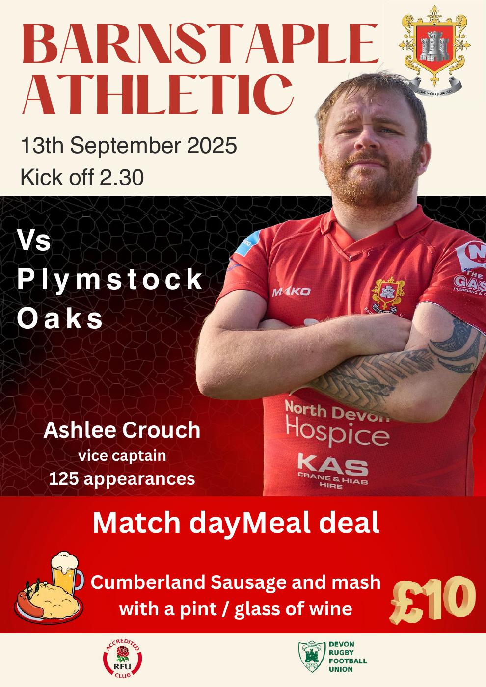 MATCHDAY PROGRAM BARNSTAPLE ATHLETIC V PLYMSTOCK OAKS | Barnstaple RFC