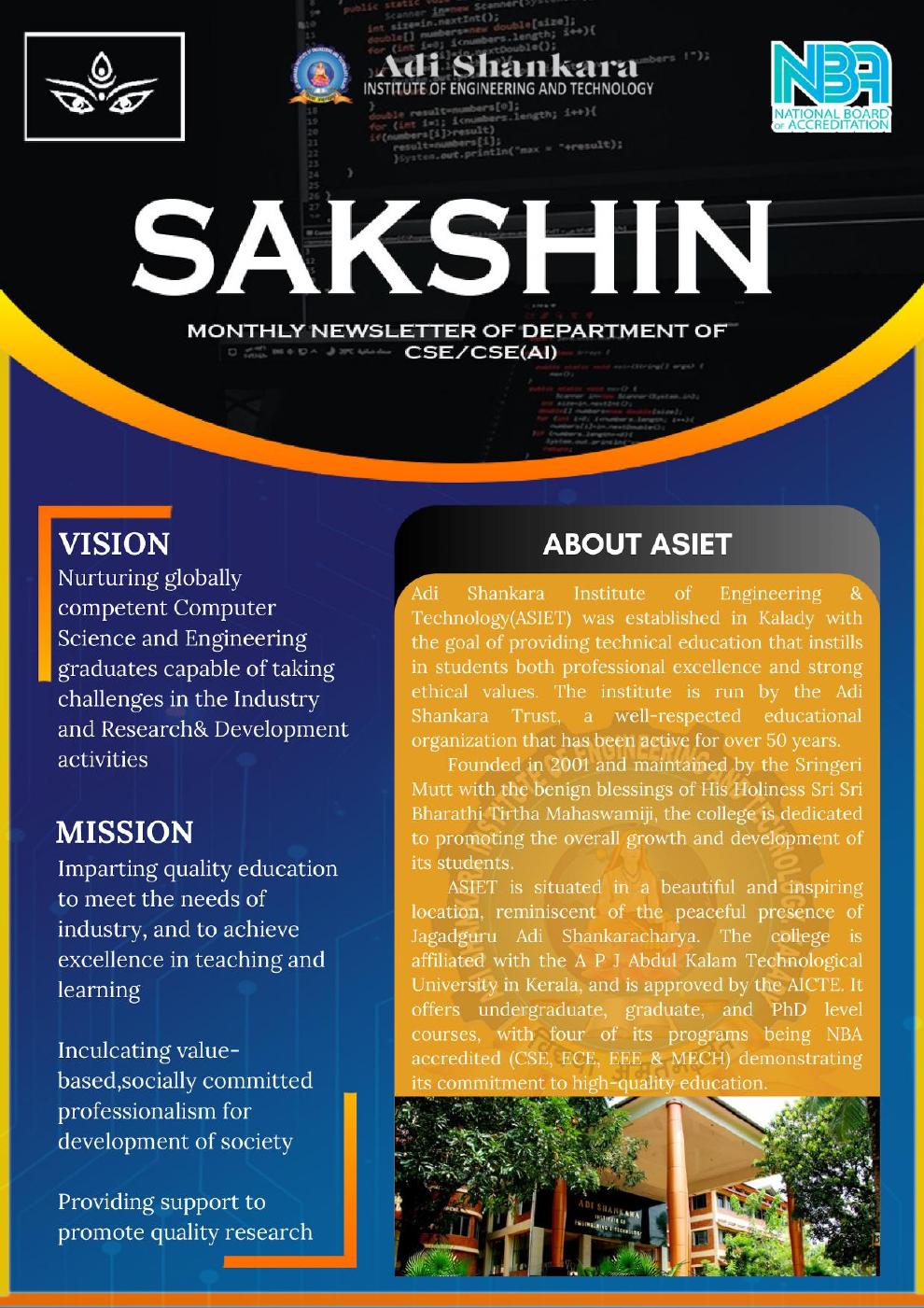 SAKSHIN - NEWSLETTER -JULY 2023-DEPT OF CSE & DEPT OF CSE-AI | PDF to ...