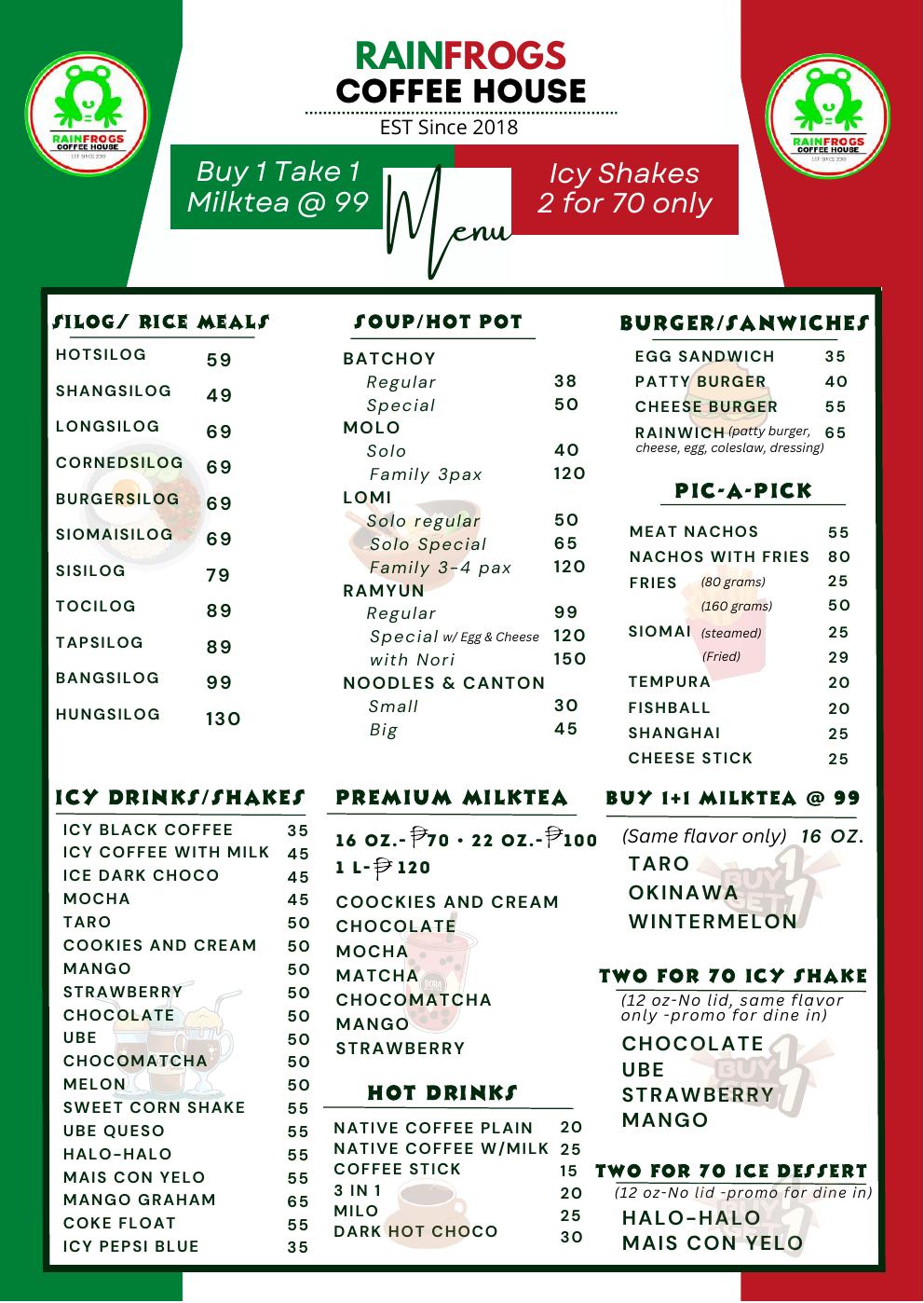 RainFrogs Coffee House Menu | PDF to Flipbook
