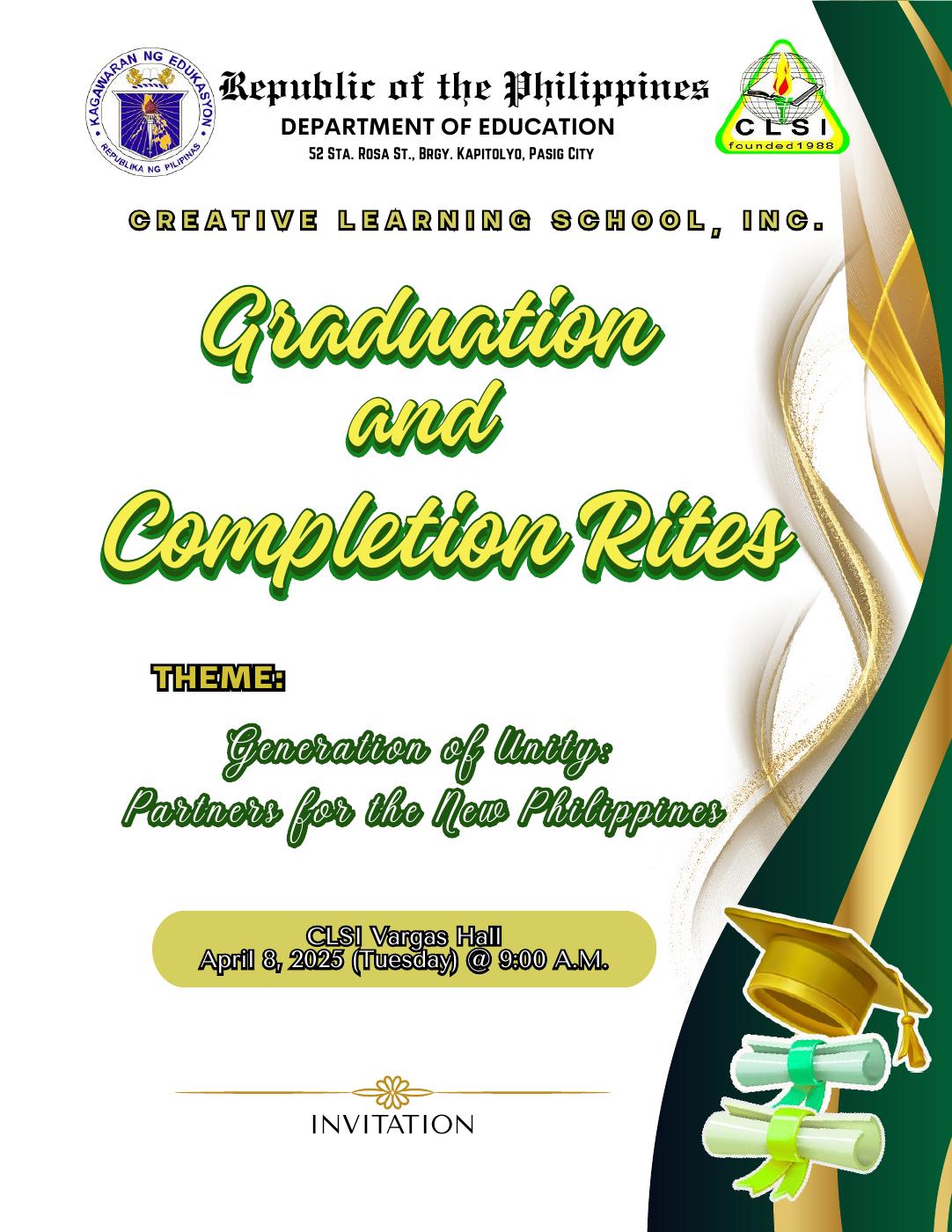 Graduation and Completion Rites 2024 - 2025