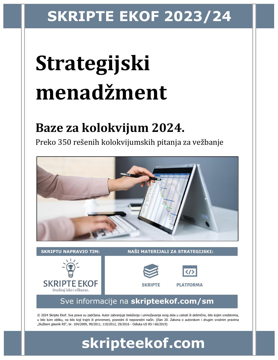 Baze za kolokvijum iz strategijskog menadžmenta 2023/24.