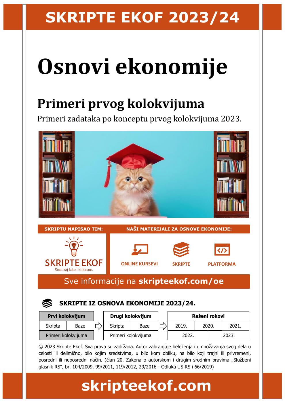 Primeri prvog kolokvijuma iz osnova ekonomije 2022/23.